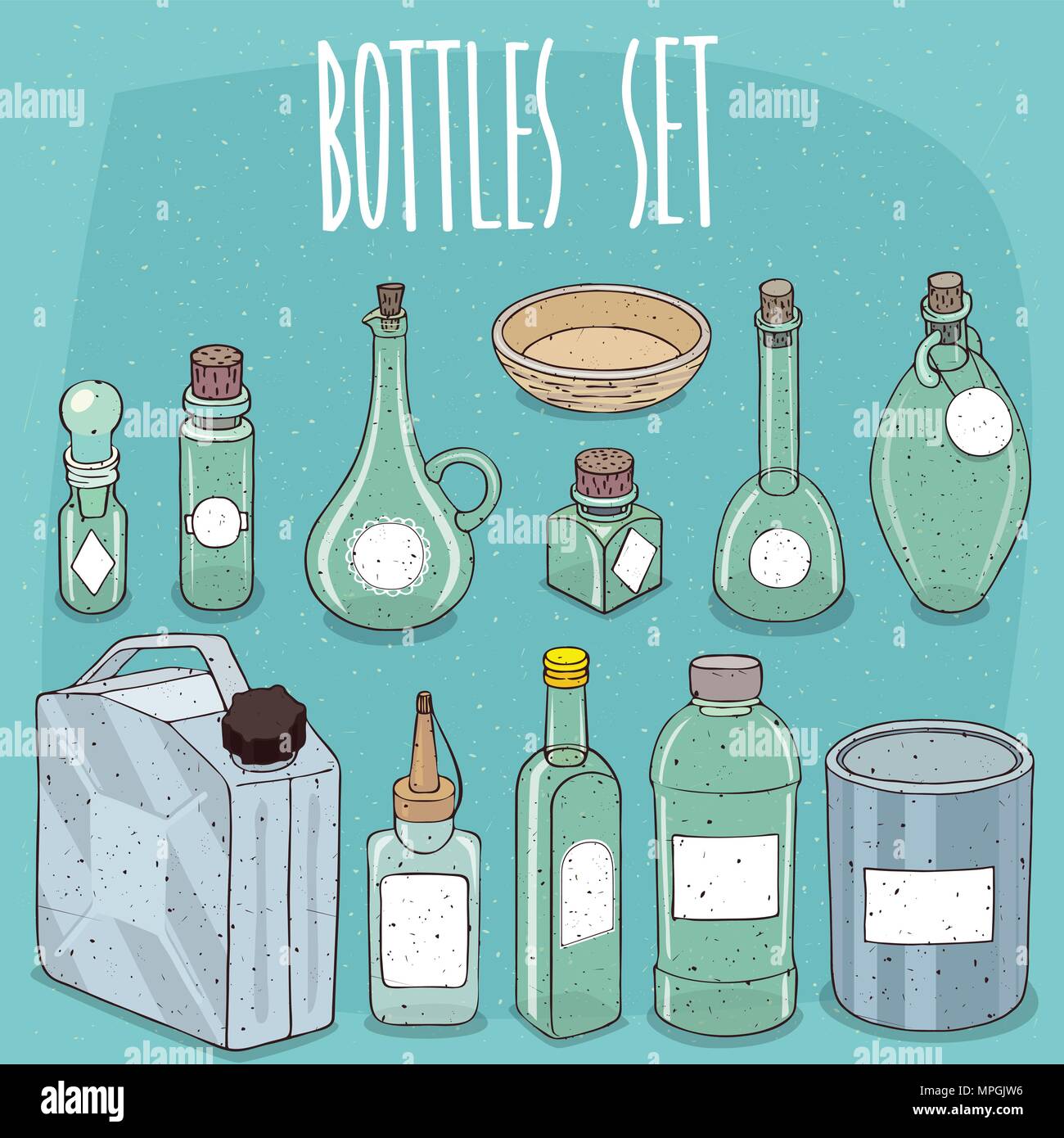 Mockup set of different empty transparent containers of various ...