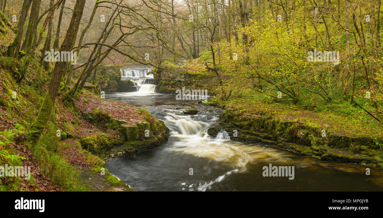 Sgwd y Bedol (Horseshoe Falls) waterfalls on the Nedd Fechan in the ...