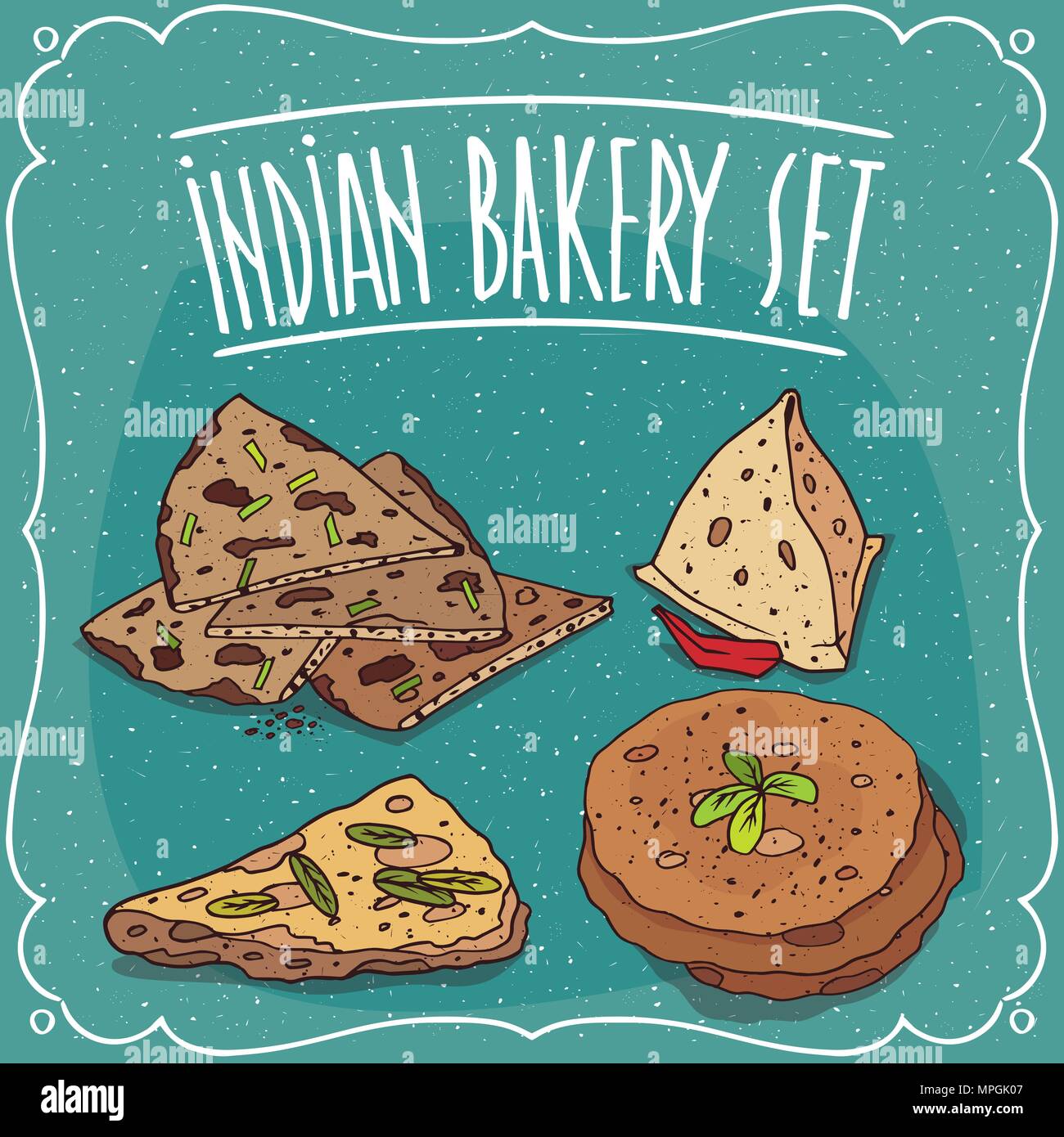 Set of traditional pastry snack, fast food of Indian cuisine ...