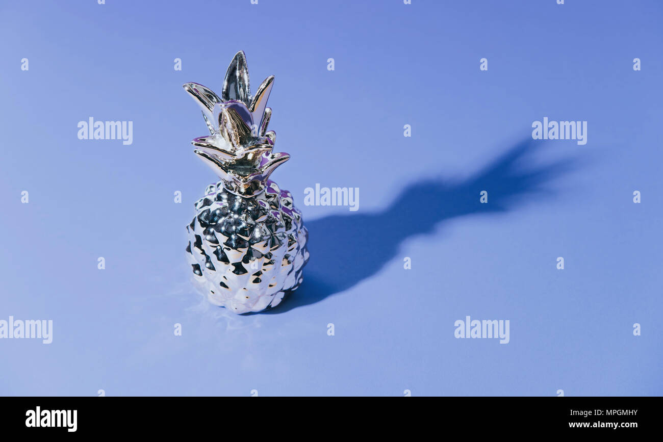 Tropical golden Pineapple on ultraviolet background. Minimal concept ...