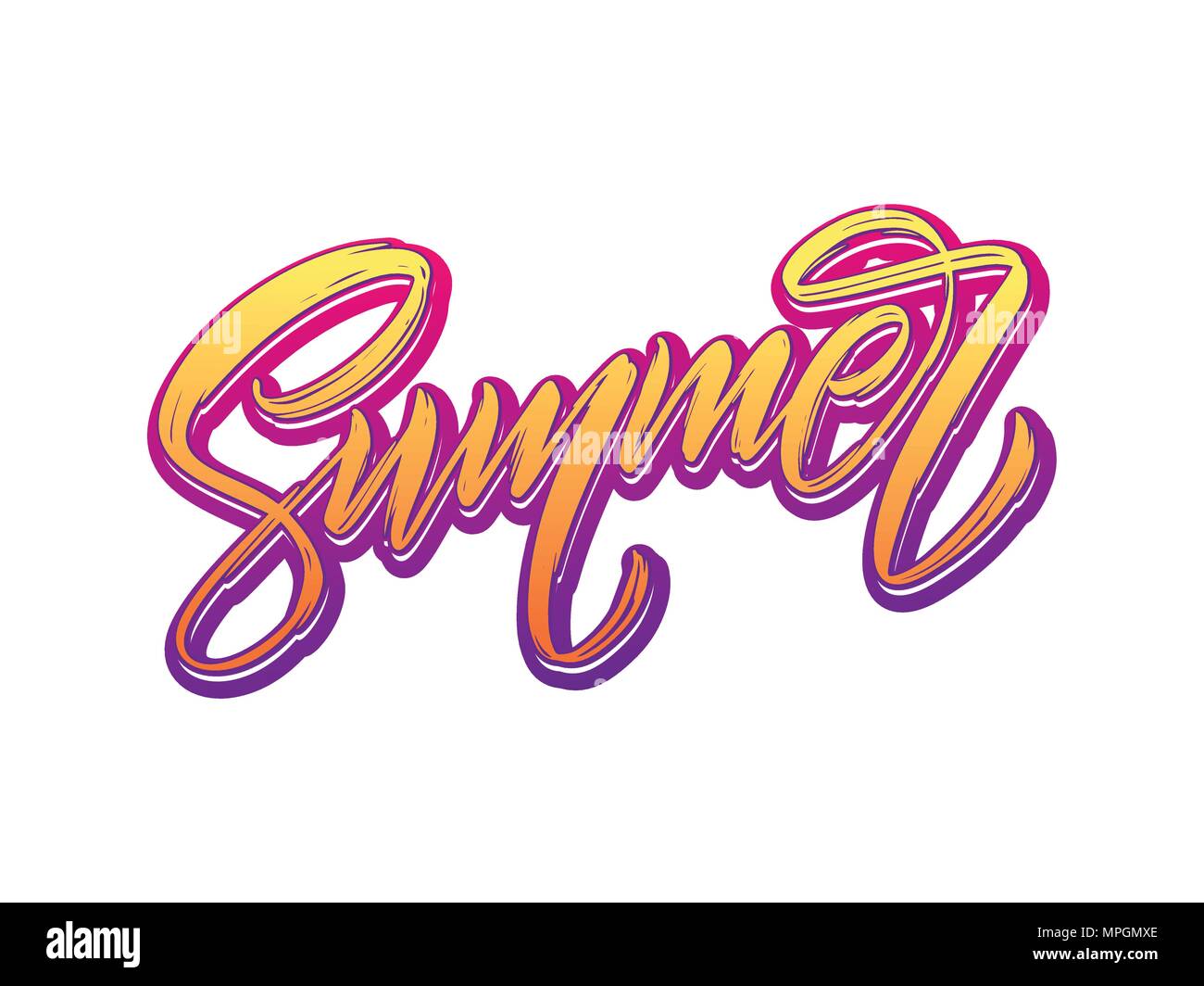 Summer lettering. Isolated handwriting on white background. Vector ...