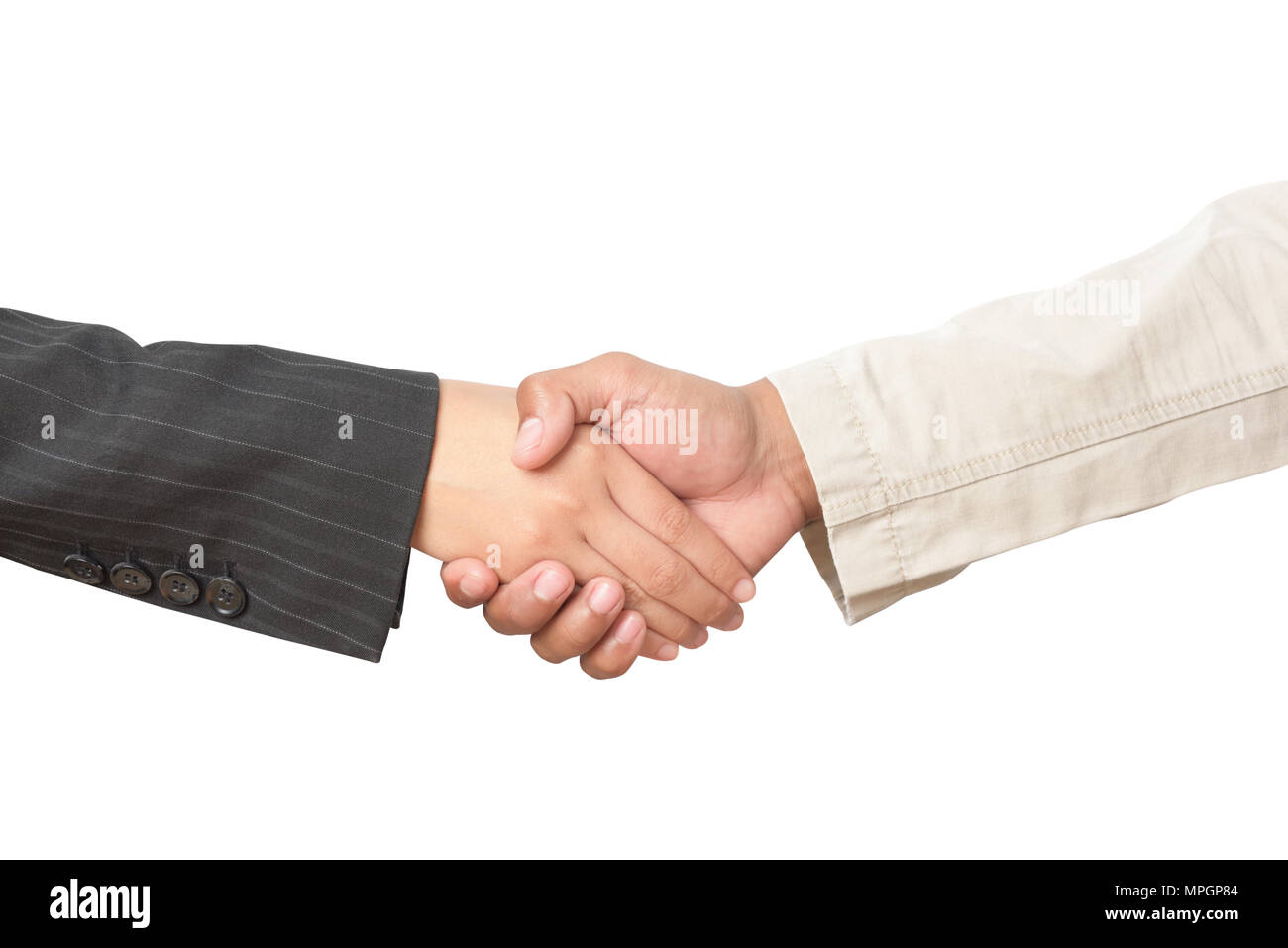 Business handshake isolated on white background with clipping path ...