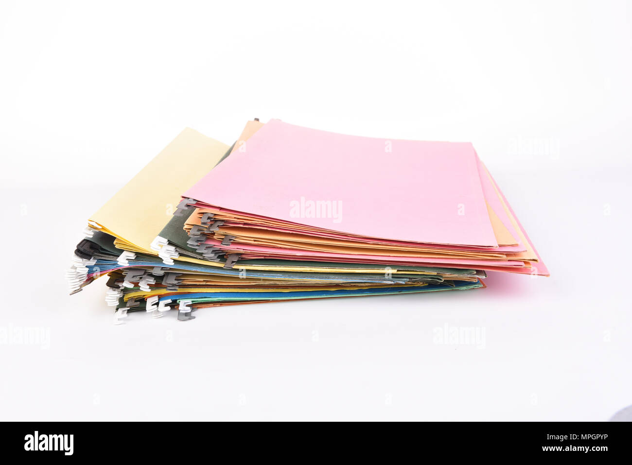 File stack isolated on white background Stock Photo - Alamy