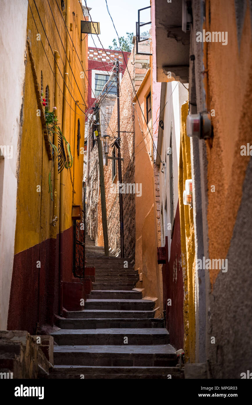 Stairs leading up to El Pípila monument, Guanajuato, city in Central ...