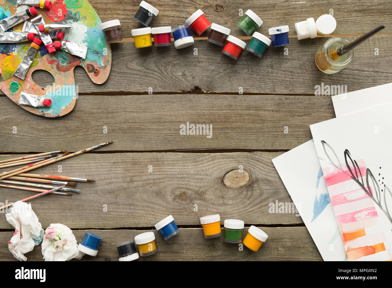 containers with poster paints Stock Photo - Alamy