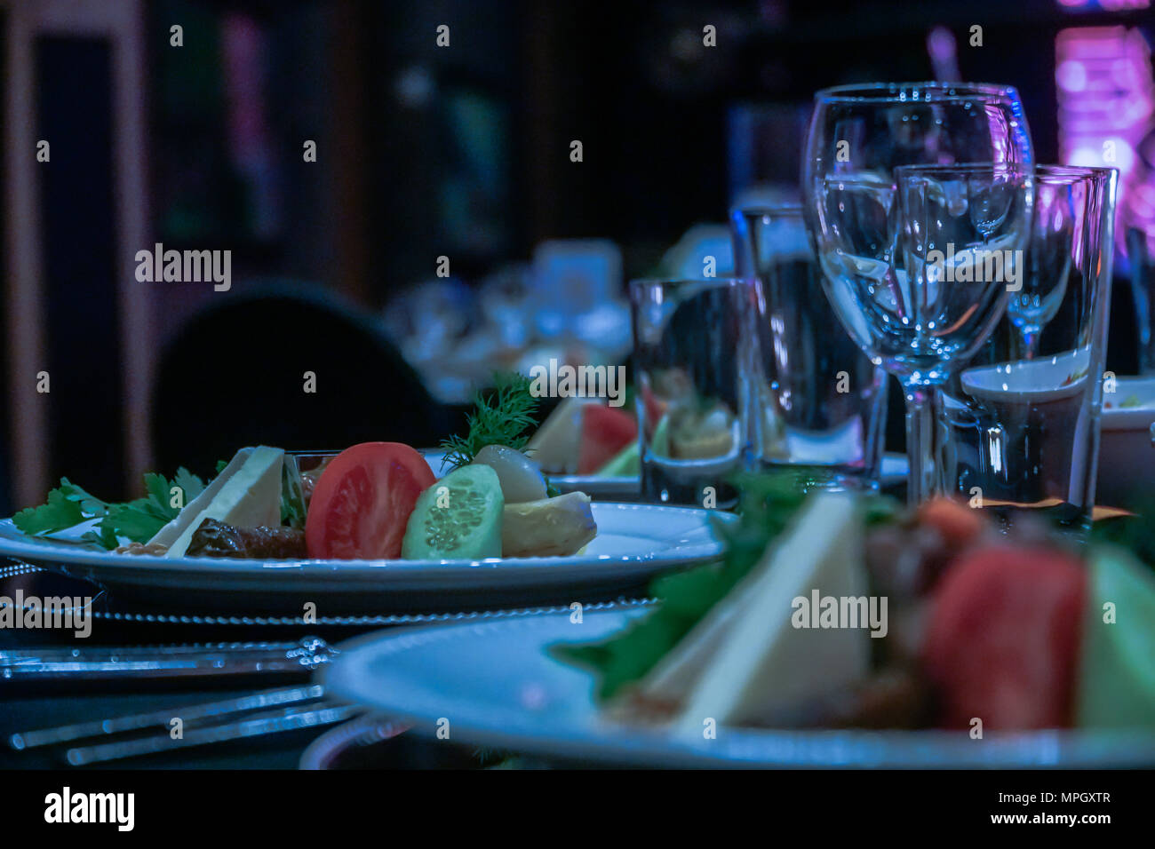 a wonderfully designed wedding room and dining tables or gala concept ...