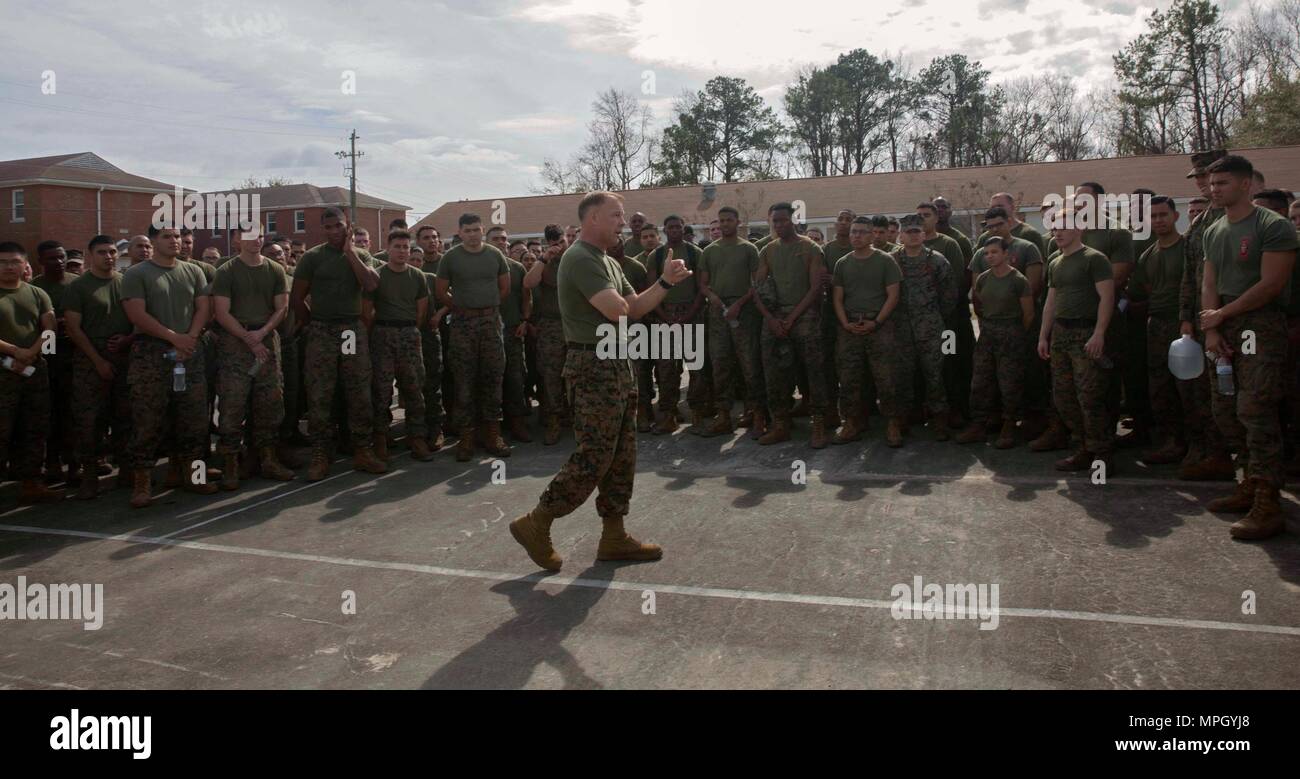 U.S. Marine Corps Col. Chandler P. Seagraves, center, commanding ...