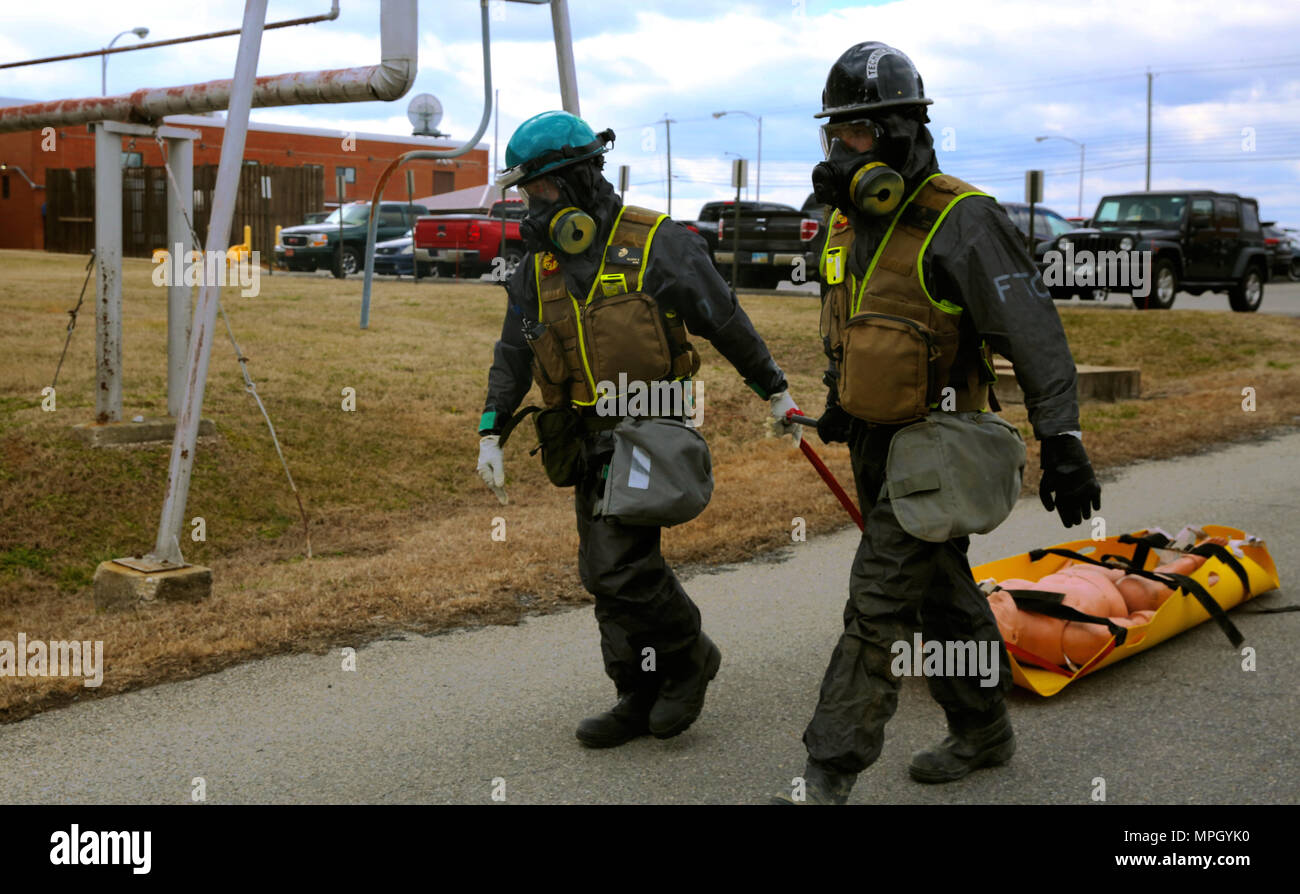 A primary assessment team, PAT, of Marines with Chemical Biological ...