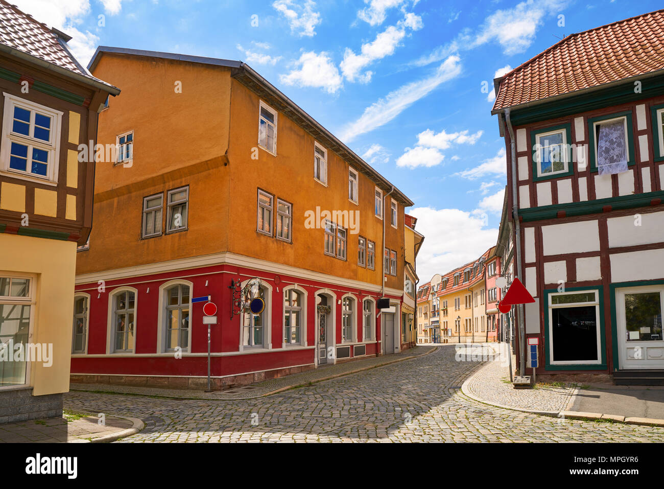Nordhausen downtown facades in Harz Thuringia of Germany Stock Photo ...