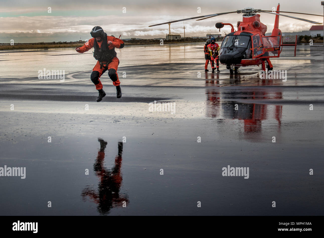 Lt. Skylar Swenson, an MH-65 Dolphin helicopter pilot from Sector Field ...