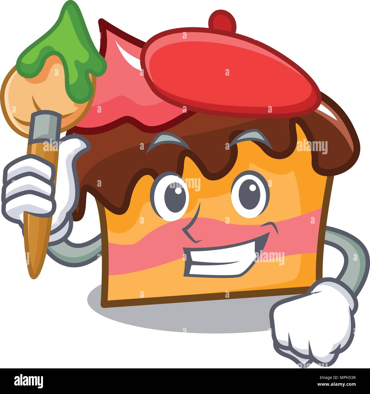 Artist Sponge Cake Character Cartoon Stock Vector Image And Art Alamy