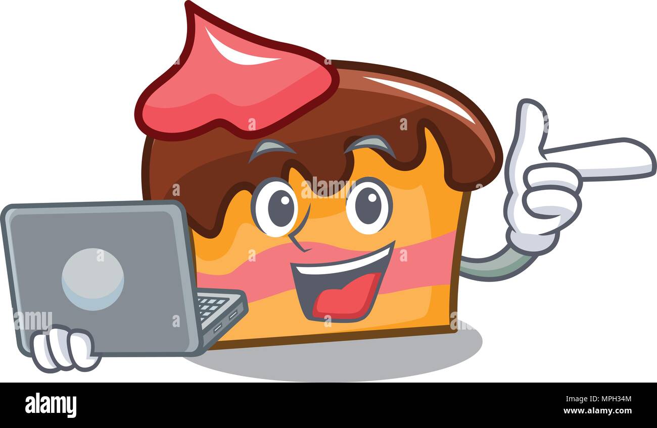 With laptop sponge cake character cartoon Stock Vector Image & Art - Alamy