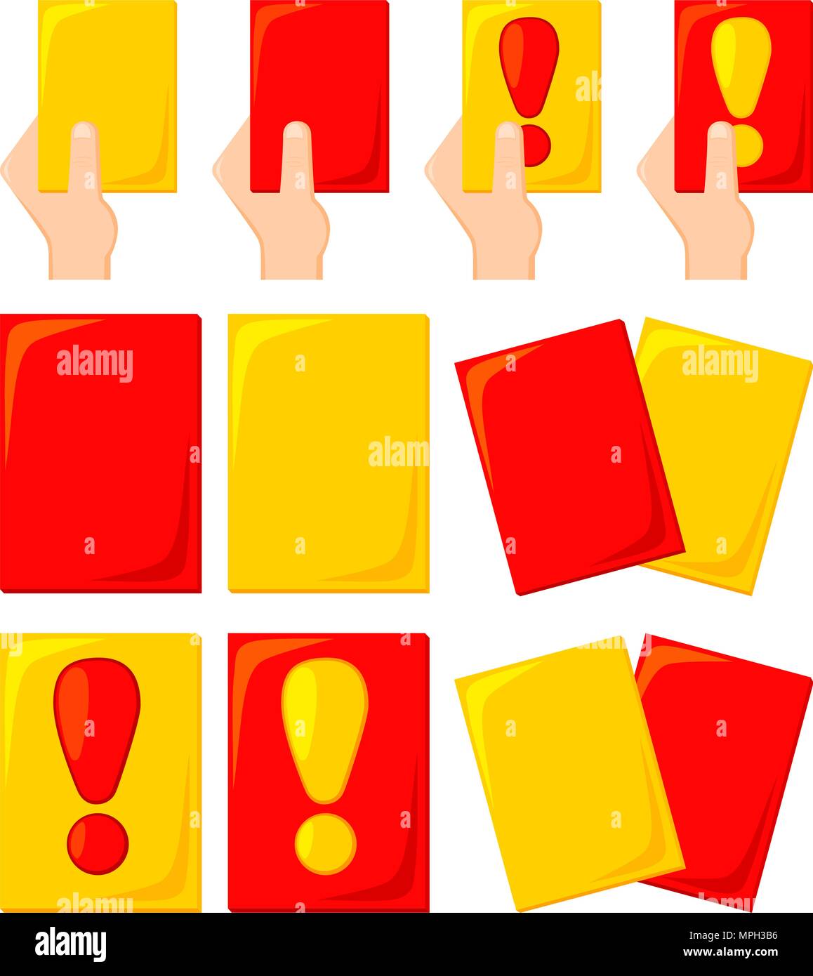 Colorful cartoon red yellow attention cards set Stock Vector Image ...