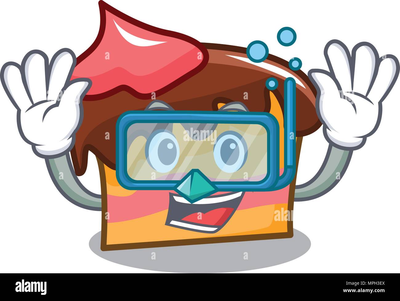 Diving Sponge Cake Character Cartoon Stock Vector Image And Art Alamy