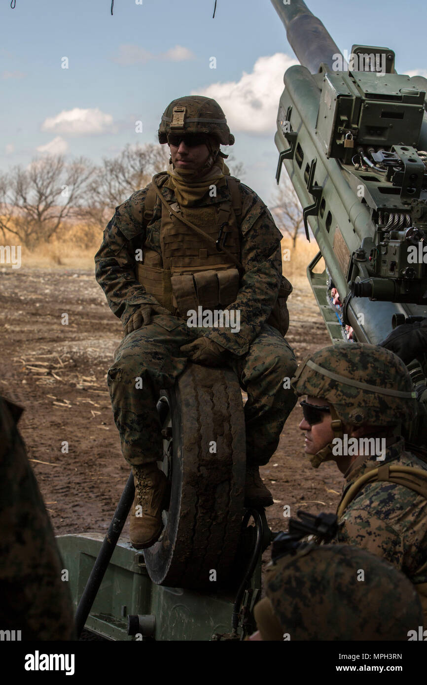 U.S. Marine Corps Lance Cpl. Colin Barlow, a number 2 cannoneer with ...