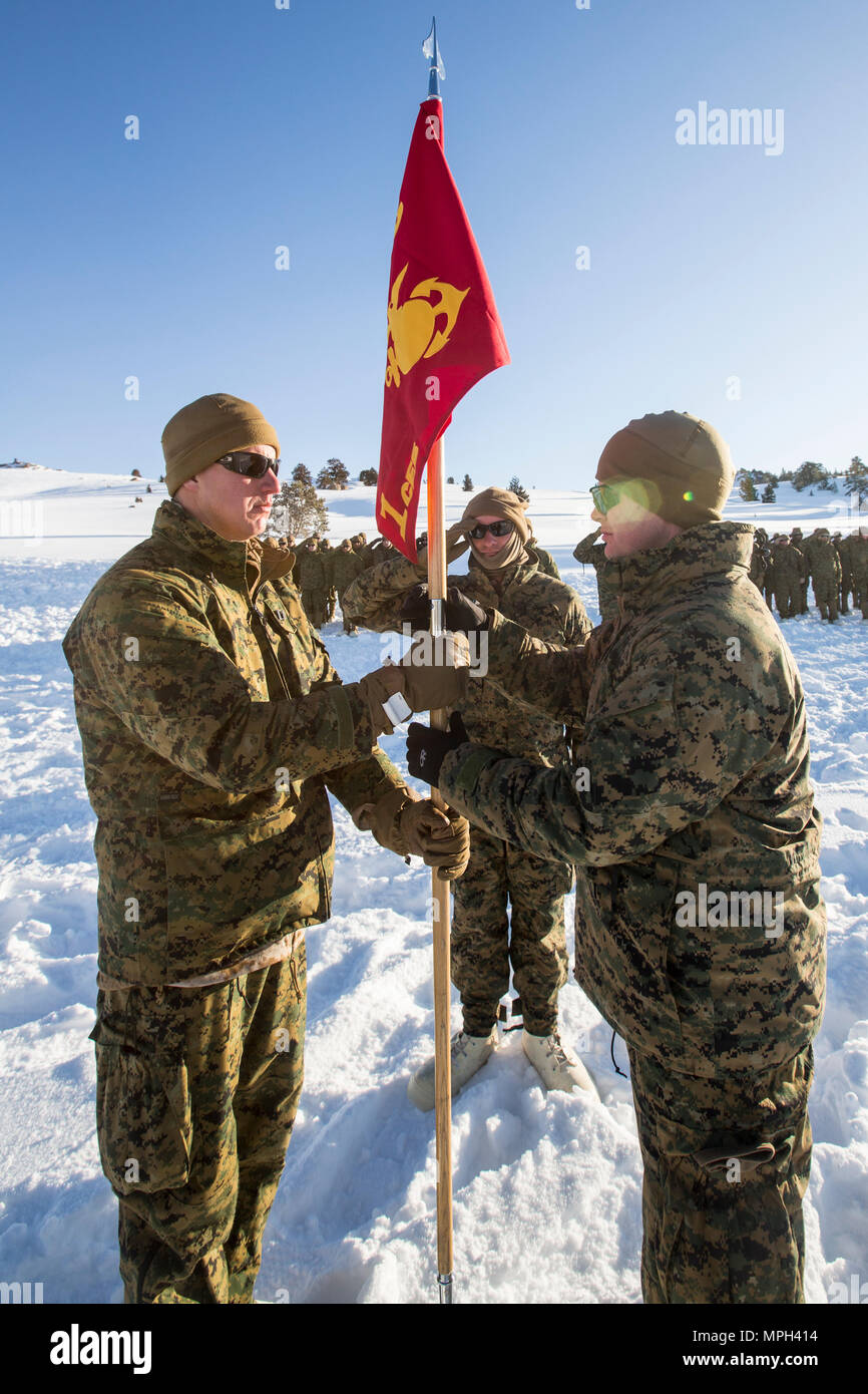 U.S. Marine Corps Capt. Paul Hutchinson (right), combat engineer ...