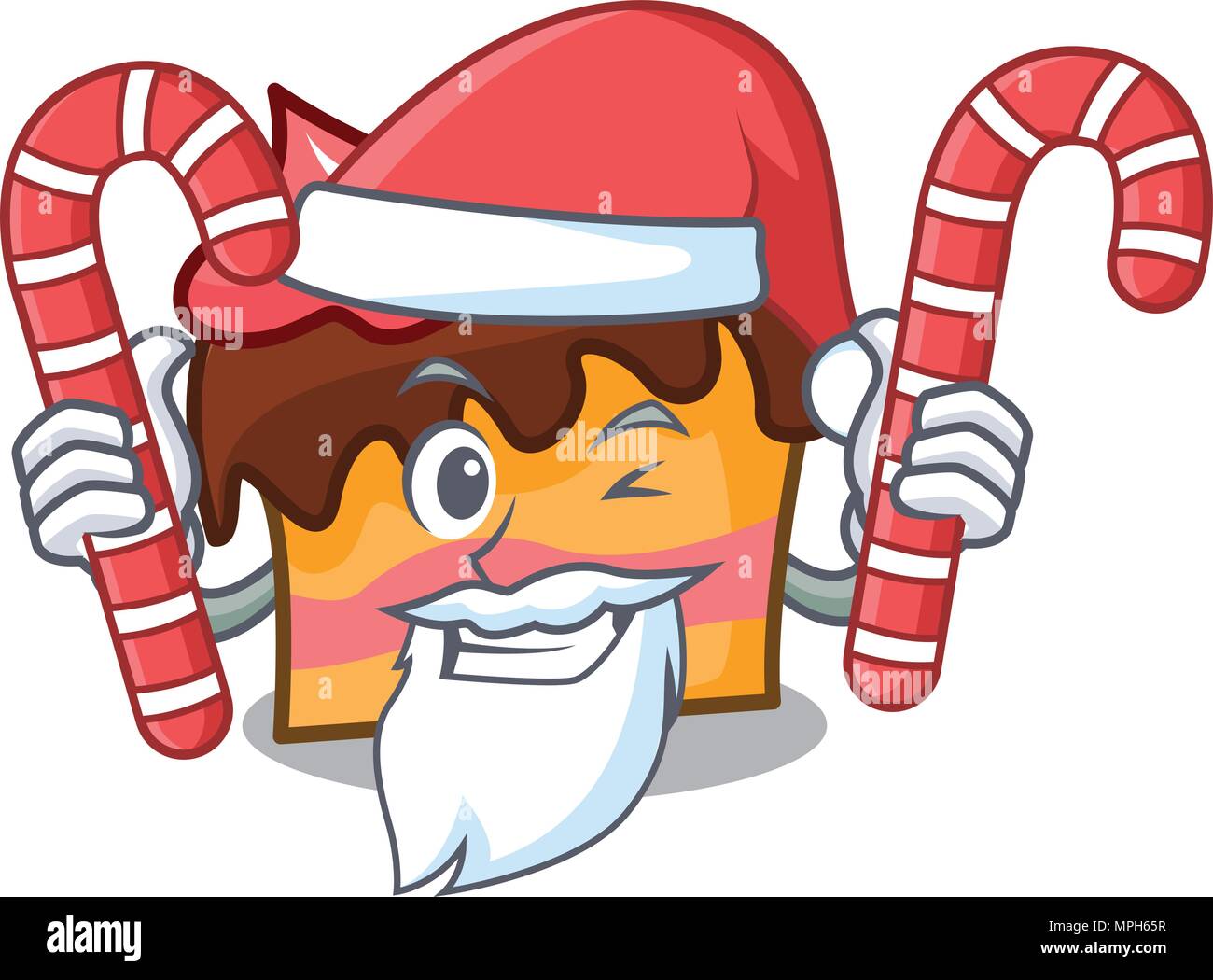 Santa with candy sponge cake mascot cartoon Stock Vector Image & Art ...