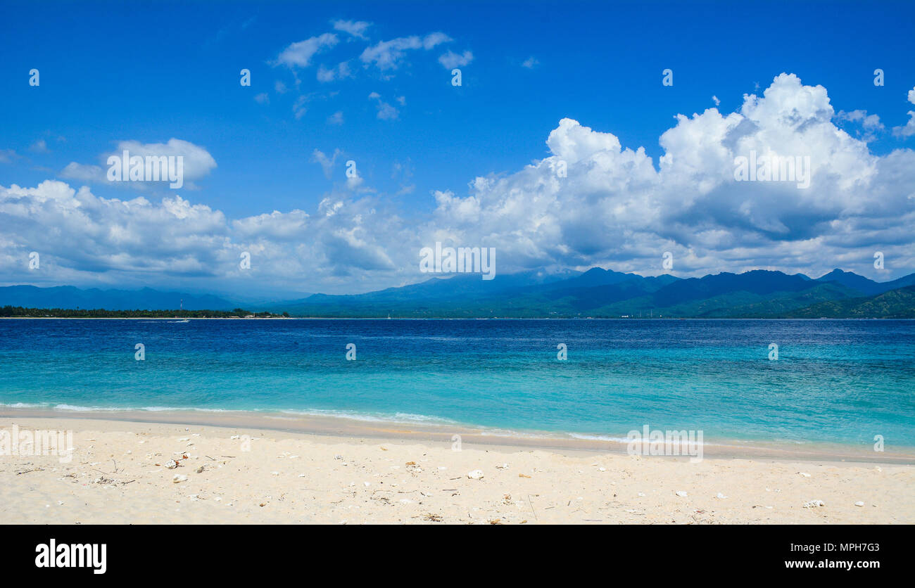 Beautiful blue sea at summer day on Gili Island, Lombok, Indonesia ...