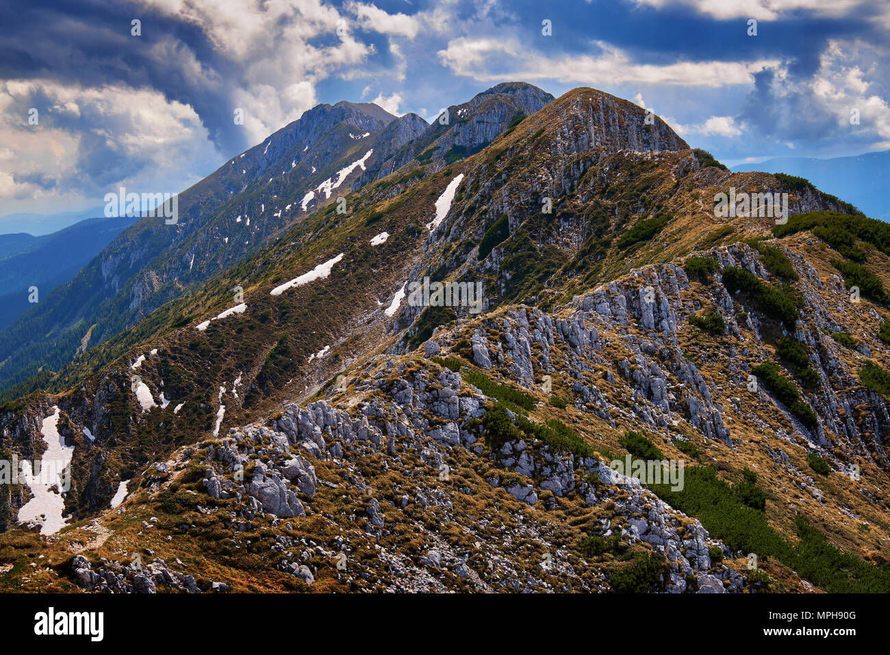 Landscape with rocky mountains and hiking trail Stock Photo - Alamy