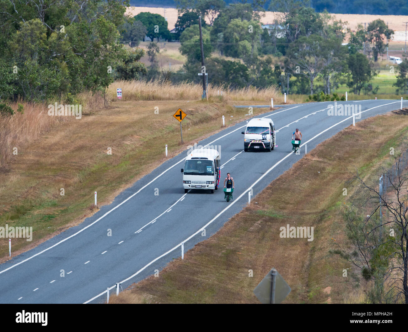 Participants in The Great Wheelbarrow Race from Chillagoe to Mareeba, a ...