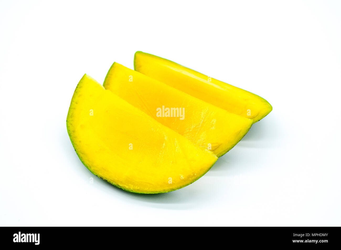mango slices, cutted mango fruit isolated on white background Stock ...