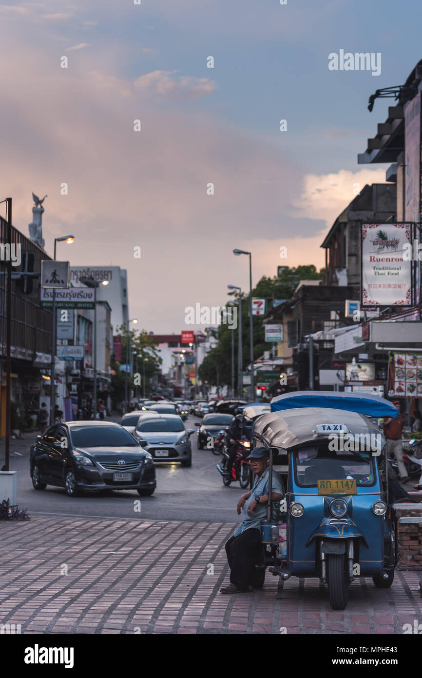 Chiang Mai street scene on Thapae gate. Chiang Mai, Thailand Stock ...
