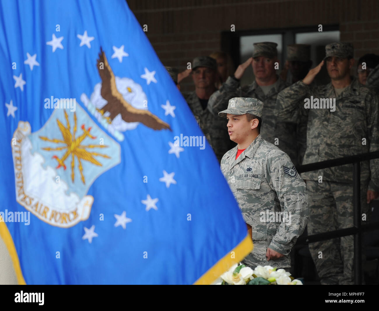 Staff Sgt. John Andelfinger, 336th Training Squadron student, sings the ...