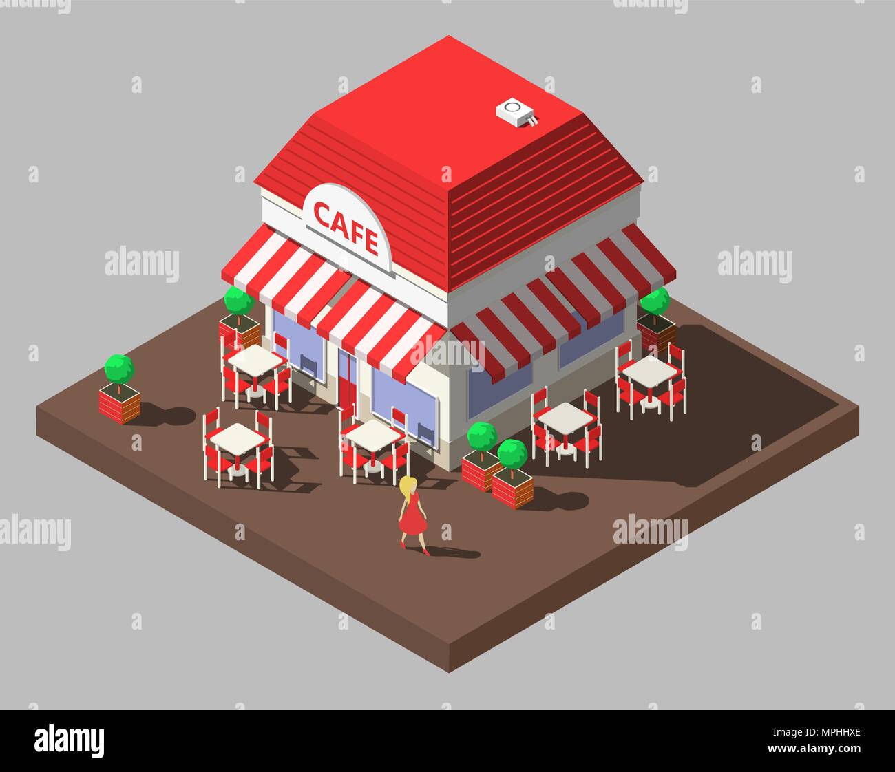 Cafe exterior tables chairs Stock Vector Images - Alamy