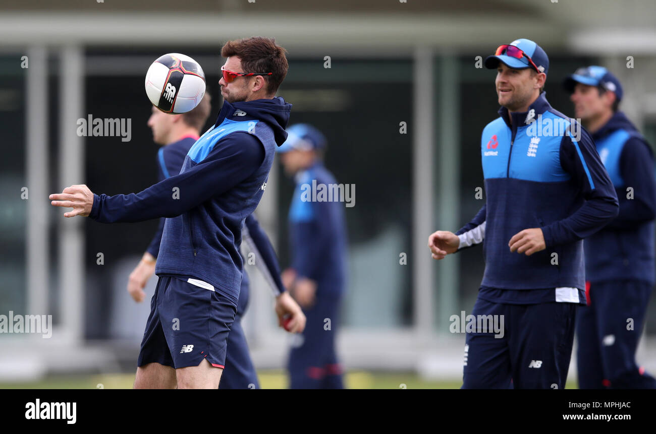 England's Jimmy Anderson during the nets session at Lord's, London ...