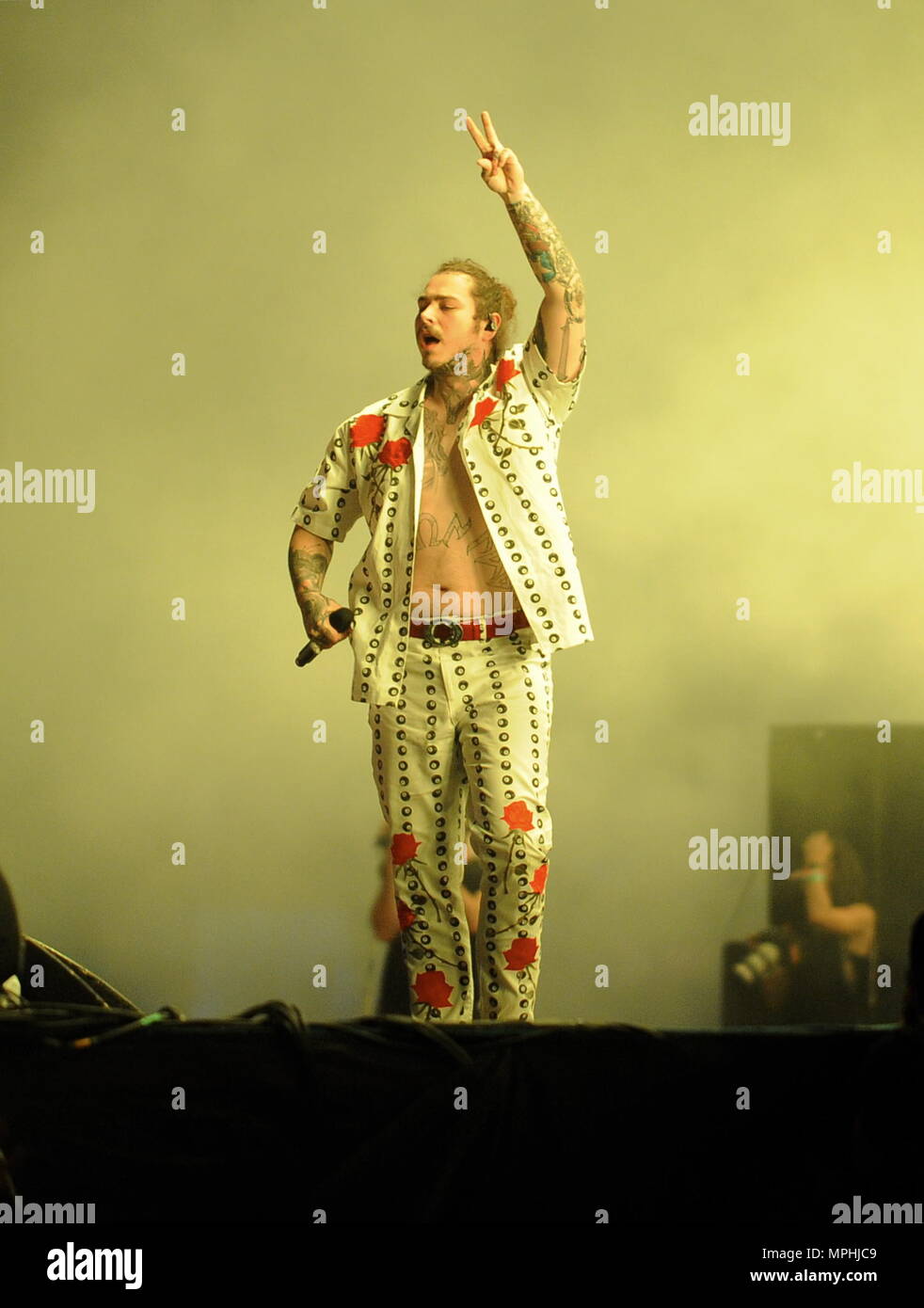 Post Malone performing at Coachella in Indio Ca. Featuring: Post Malone ...