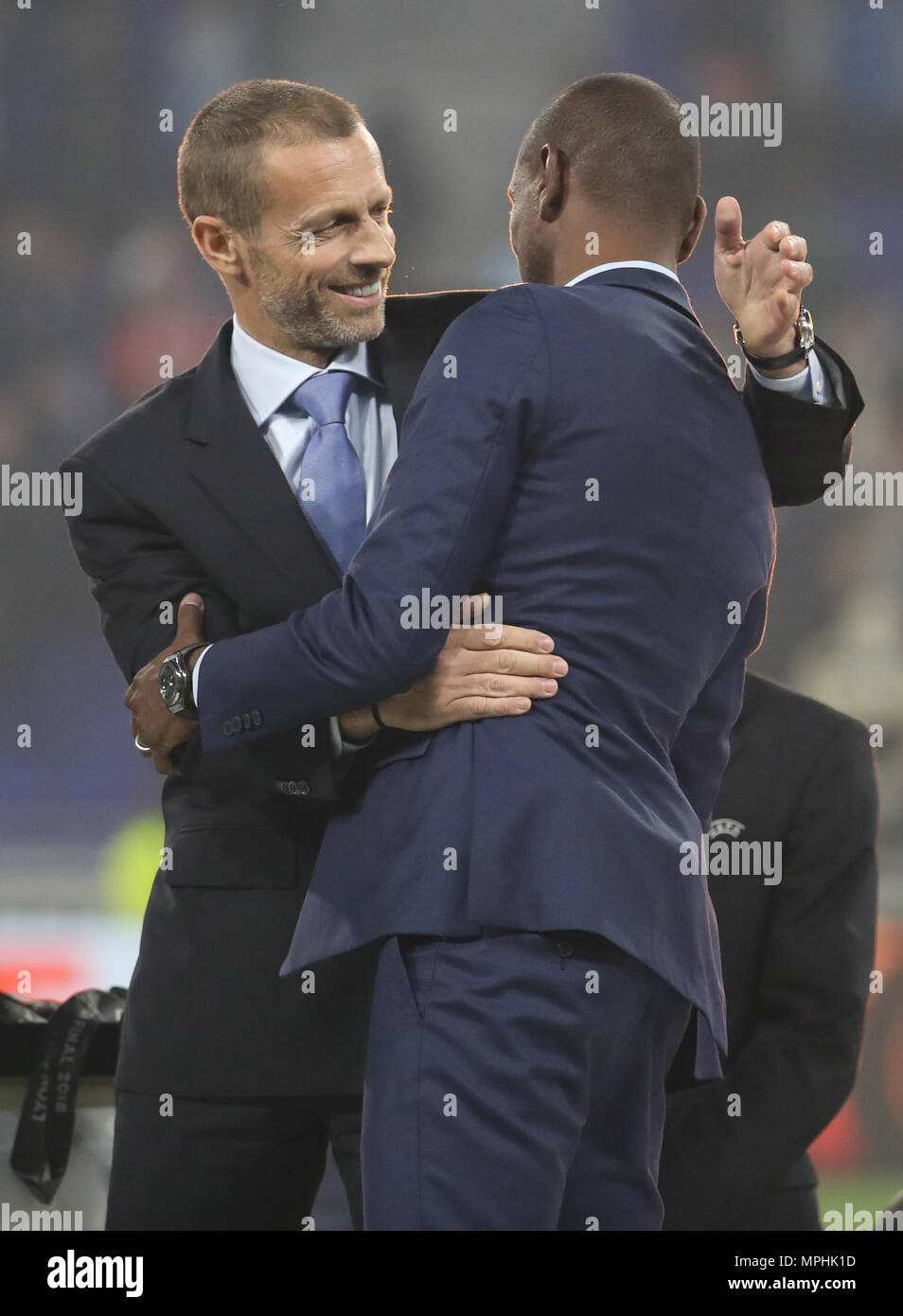 UEFA President Aleksander Ceferin (left) and former footballer Eric ...