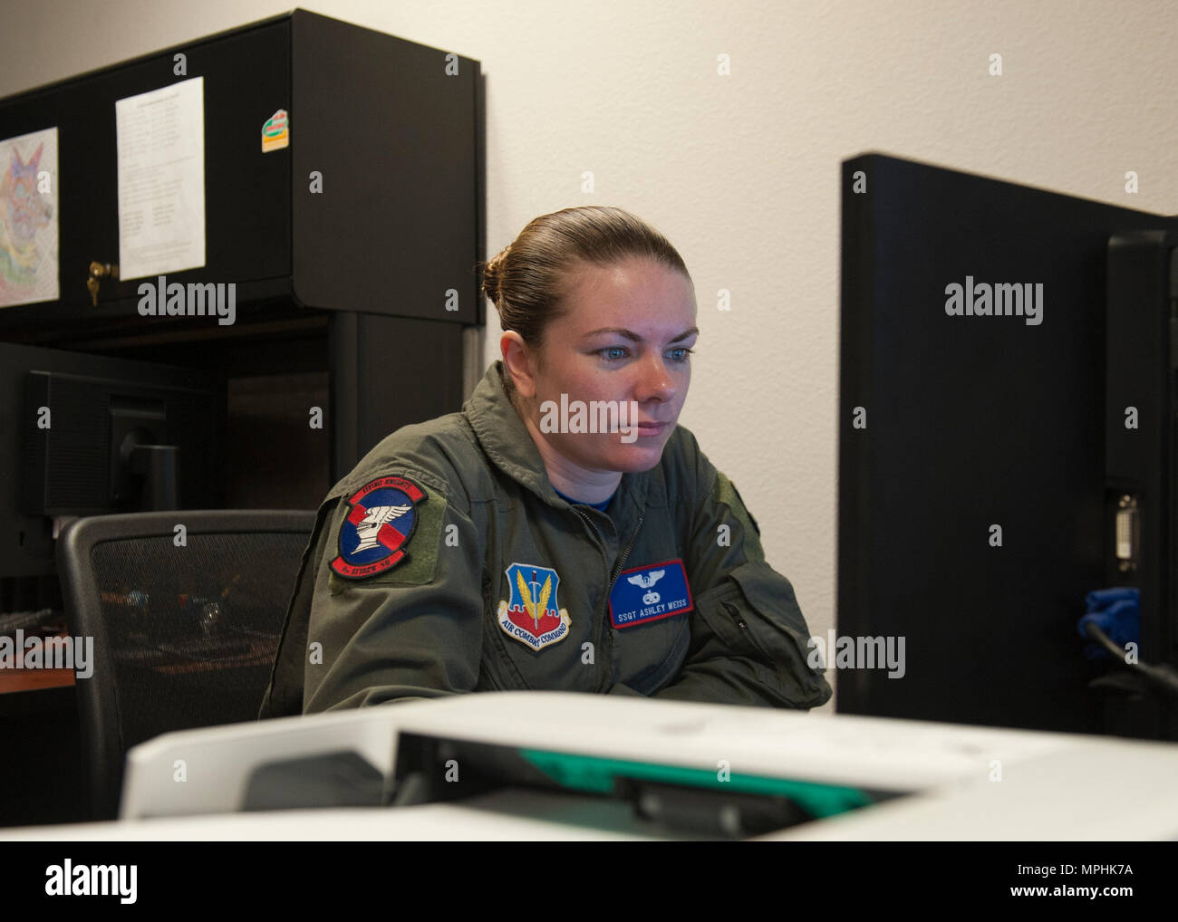 Staff Sgt. Ashley Weiss, a sensor operator assigned to the 9th Attack ...