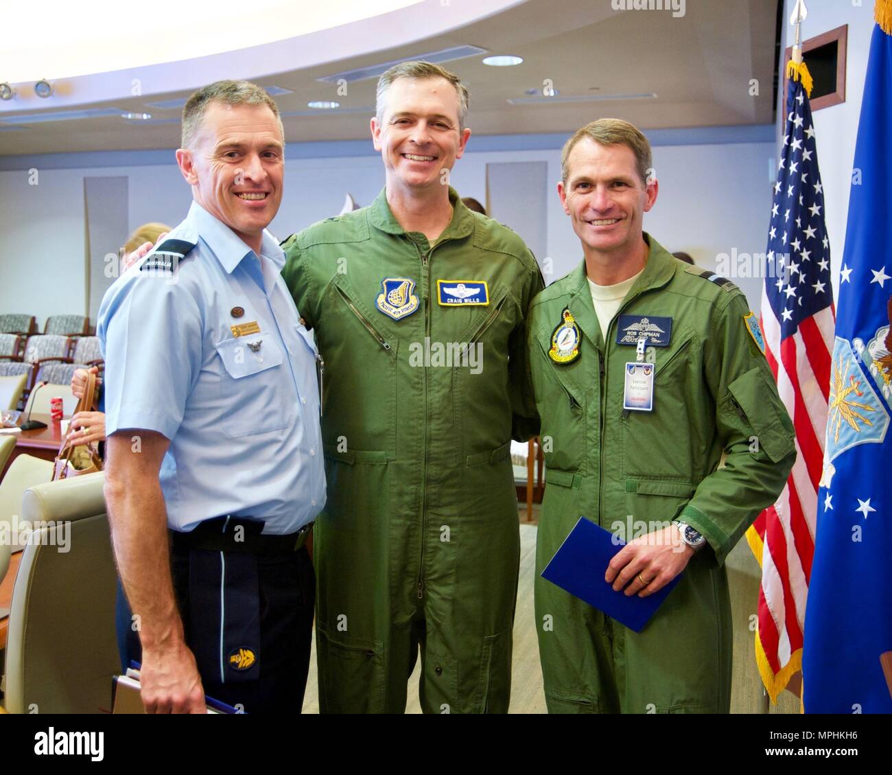 Royal Australian Air Force Air Commodores Terry Saunder (left) and ...