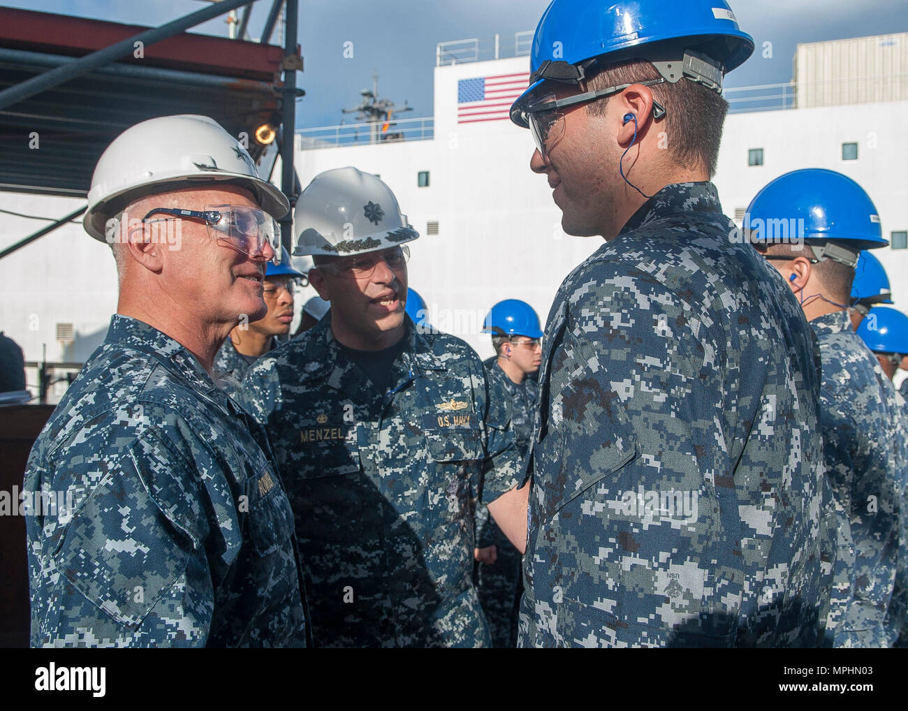 Vice Adm. Tom Rowden and the commanding officer of USS Spruance (DDG ...