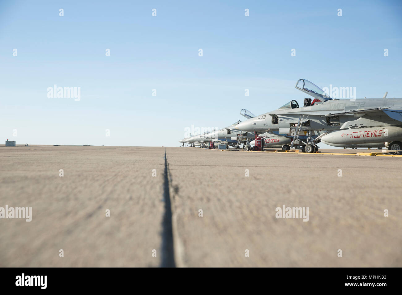 Several F/A-18C Hornets with Marine Fighter Attack Squadron (VMFA) 232 ...