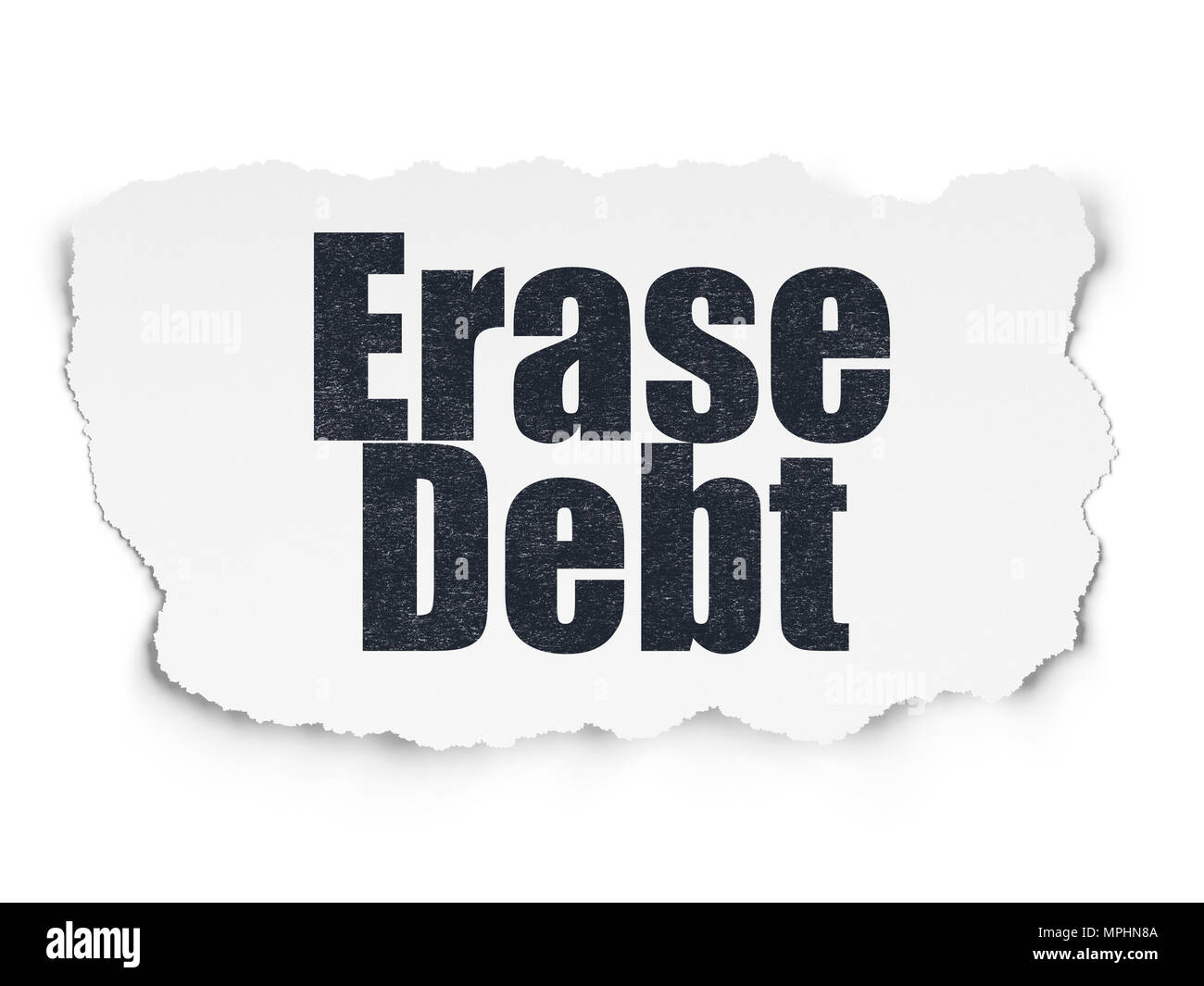 Finance concept: Erase Debt on Torn Paper background Stock Photo - Alamy