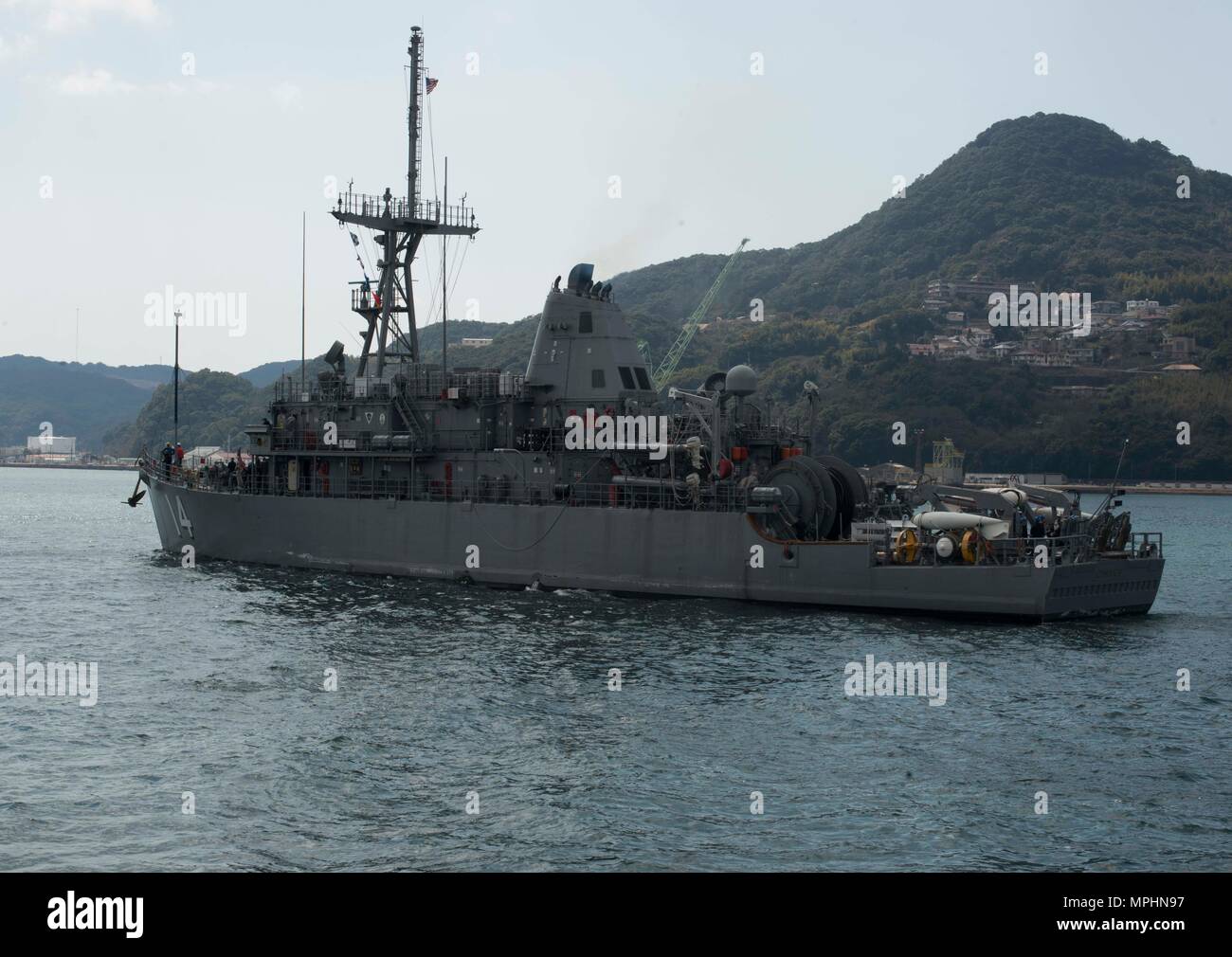 SASEBO, Japan (Mar. 17, 2017) Avenger-class mine countermeasures ship ...