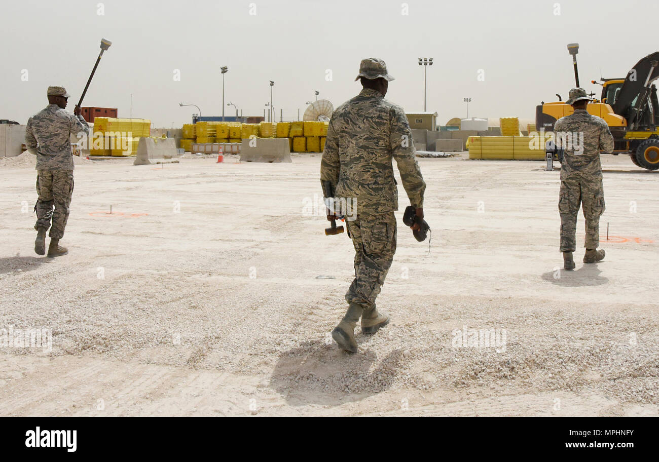 Airmen with the 379th Expeditionary Civil Engineer Squadron GEOBASE ...