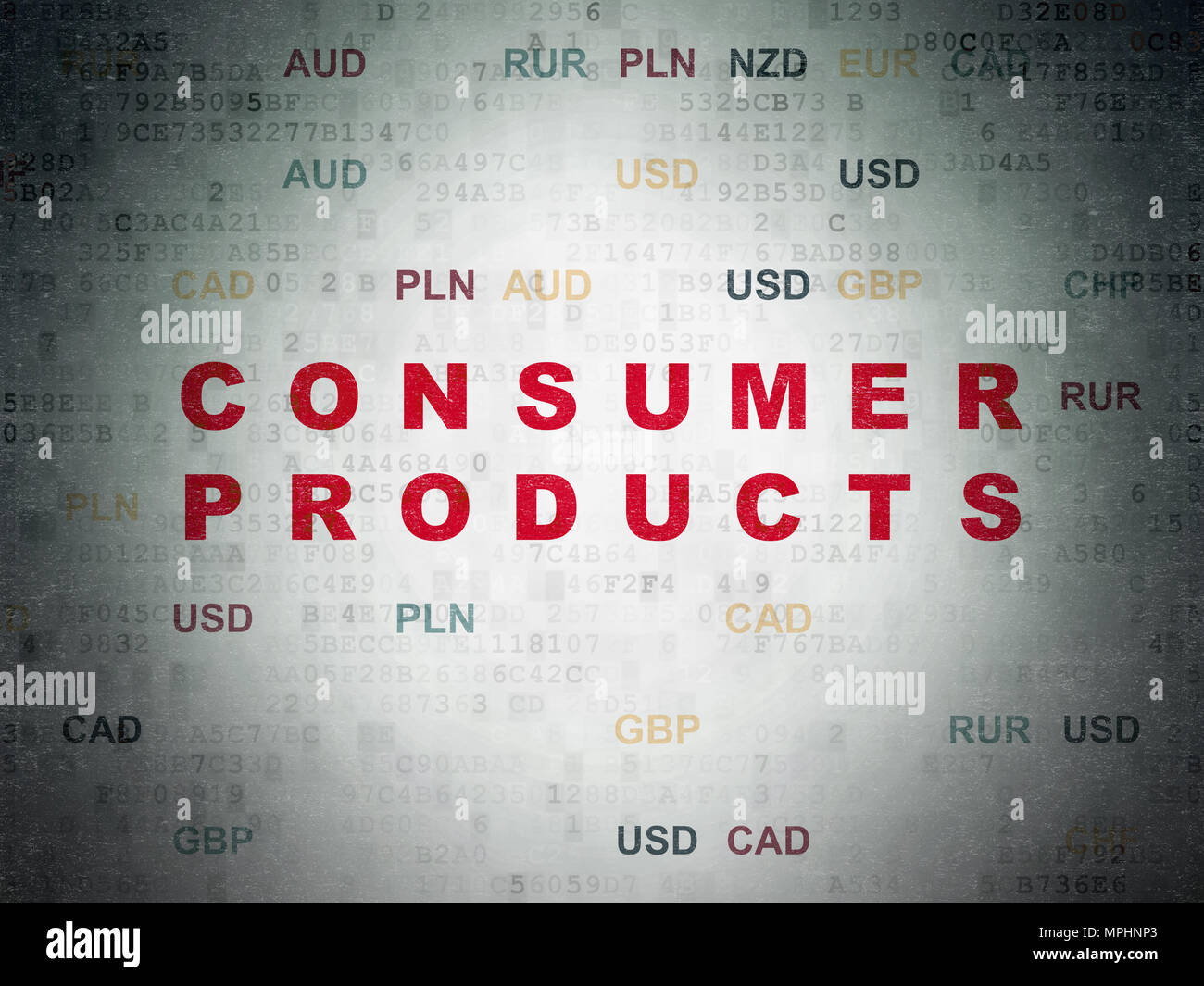 Business concept: Consumer Products on Digital Data Paper background ...