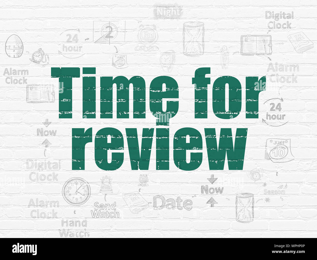Timeline concept: Time for Review on wall background Stock Photo - Alamy