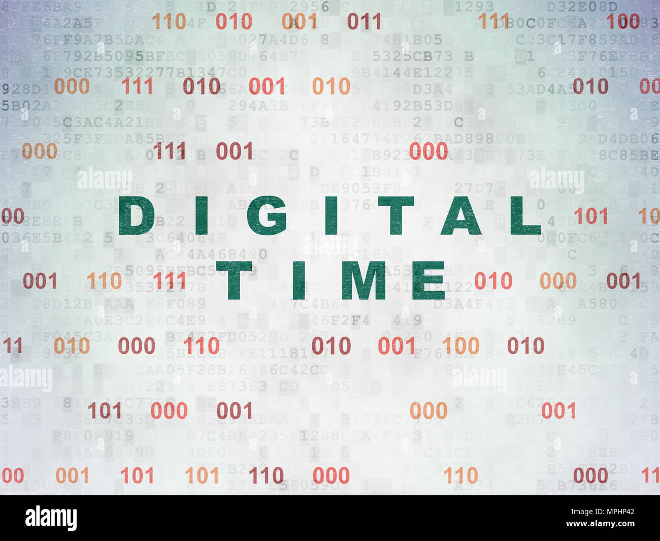 Time concept: Digital Time on Digital Data Paper background Stock Photo ...
