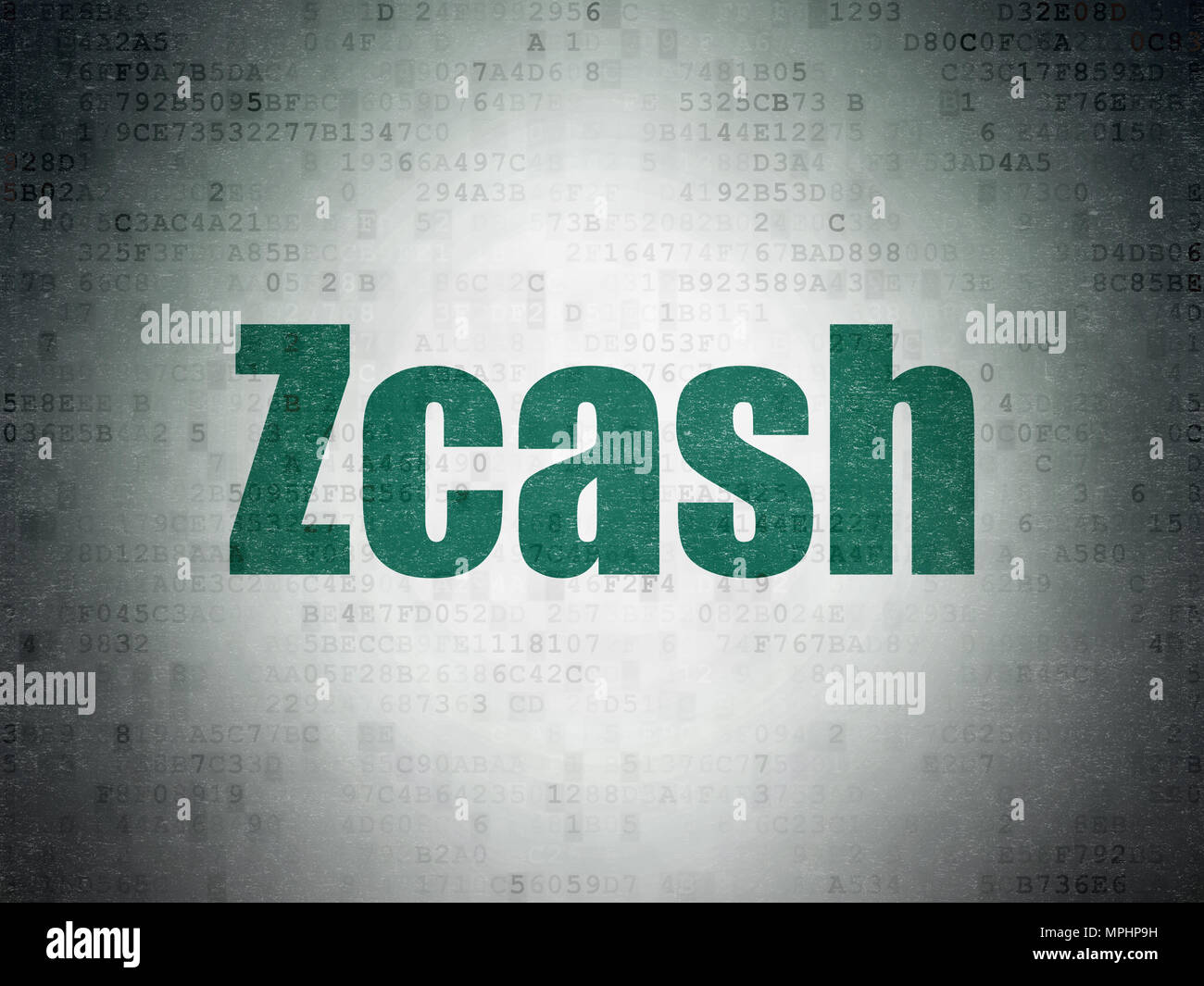 Blockchain concept: Zcash on Digital Data Paper background Stock Photo ...