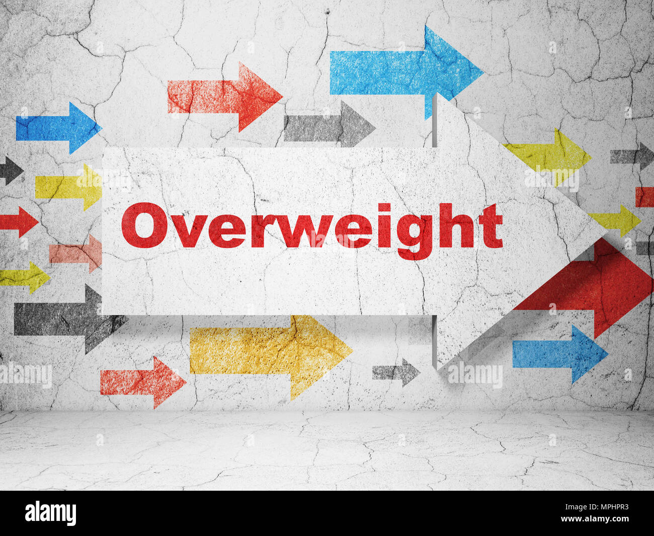 Health concept: arrow with Overweight on grunge wall background Stock ...