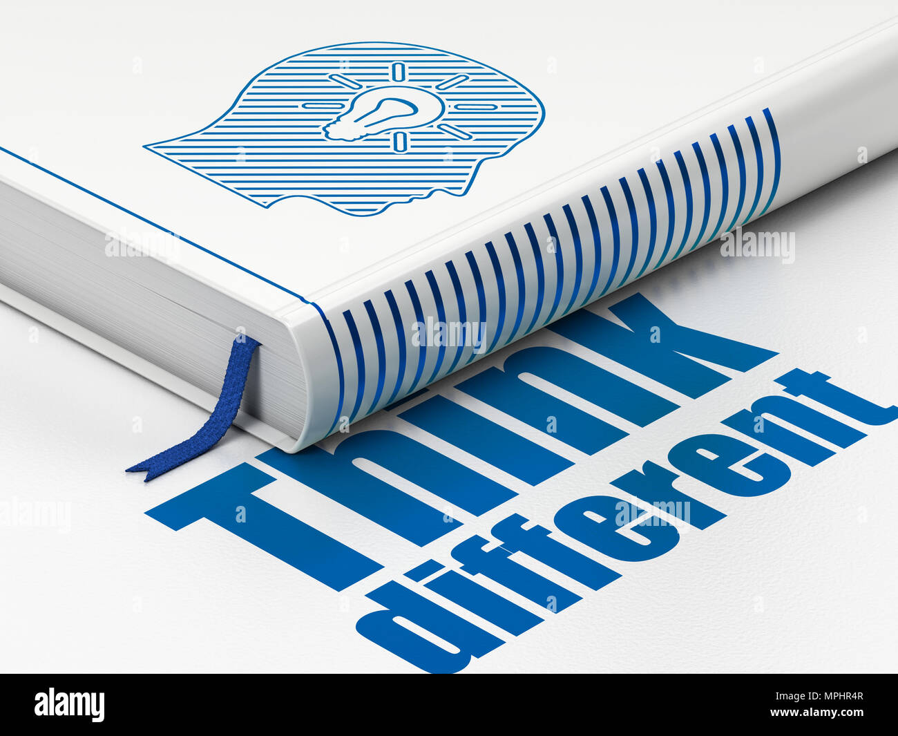 Education concept: book Head With Light Bulb, Think Different on white ...