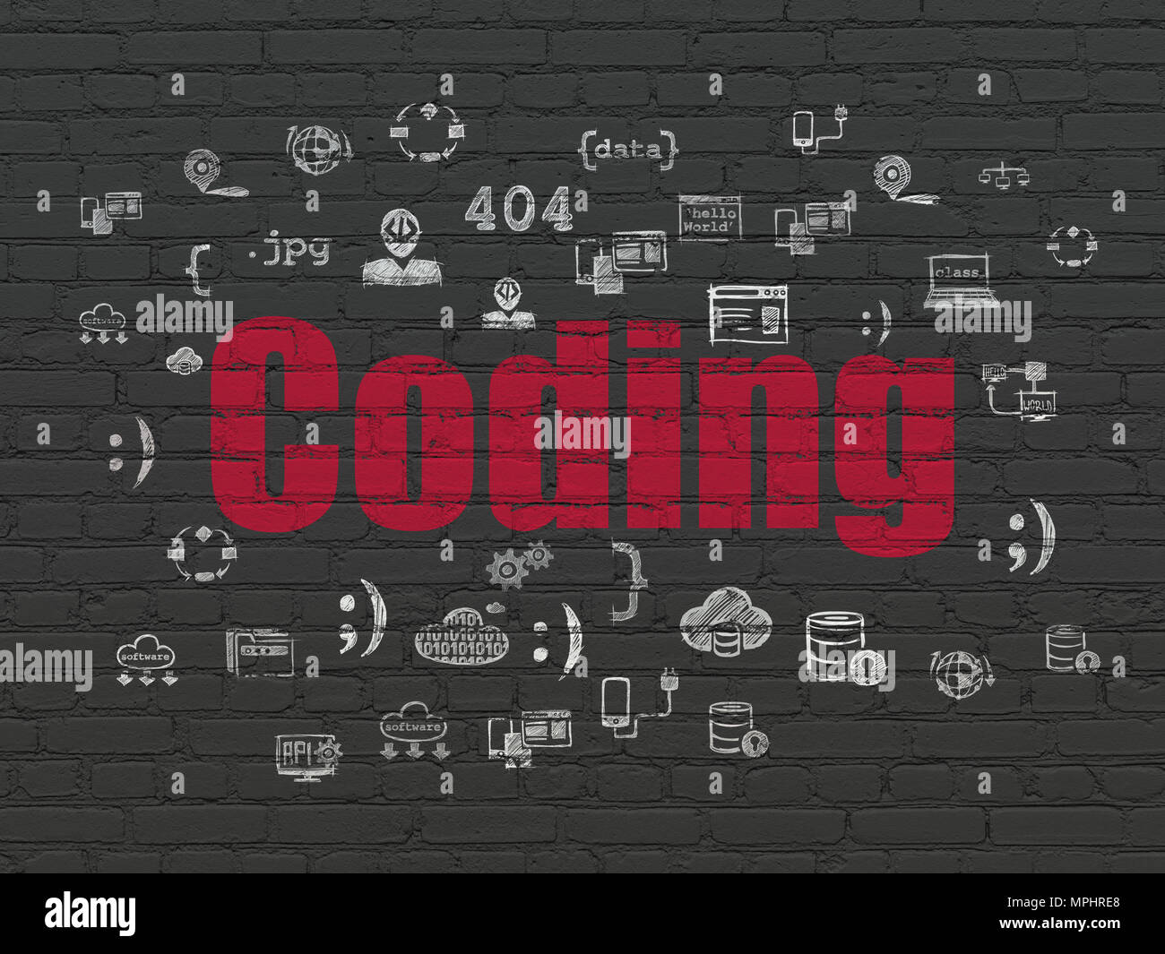 Software concept: Coding on wall background Stock Photo - Alamy