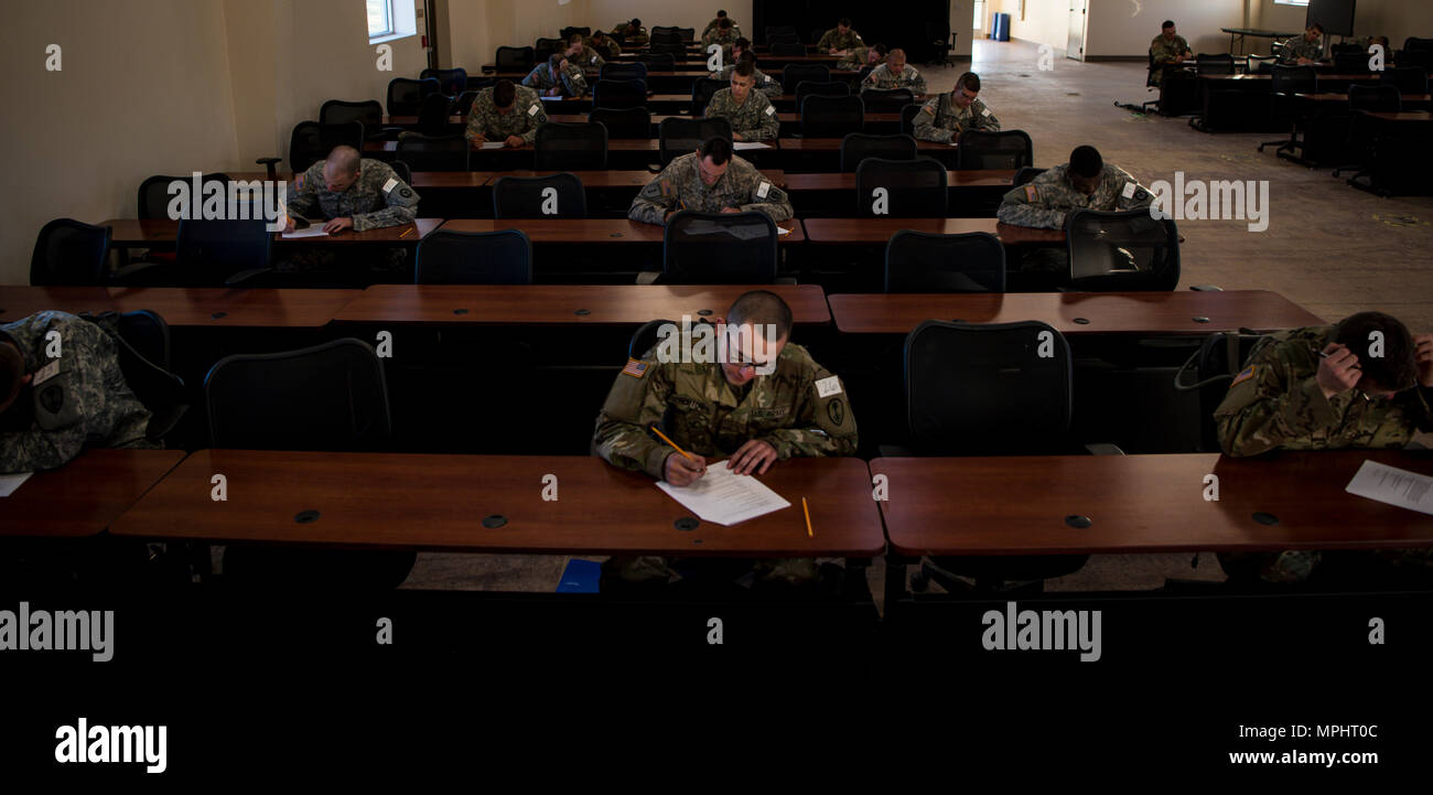 U.S. Army competitors take their written exam during this year’s 200th ...