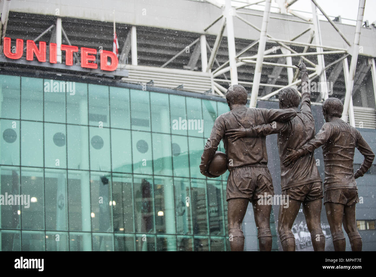 Manchester United Trinity. Old Trafford Stock Photo - Alamy
