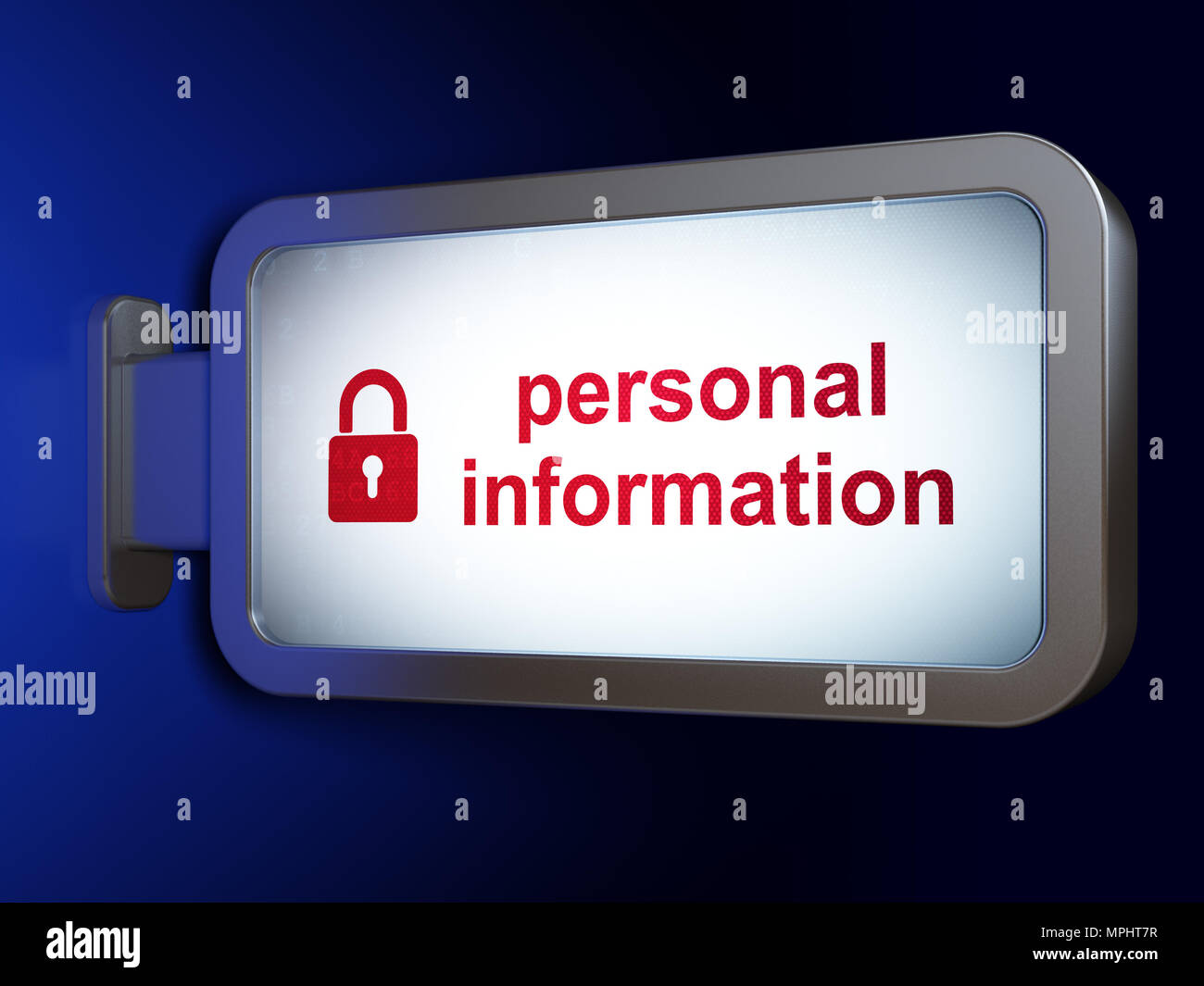 Security concept: Personal Information and Closed Padlock on billboard ...