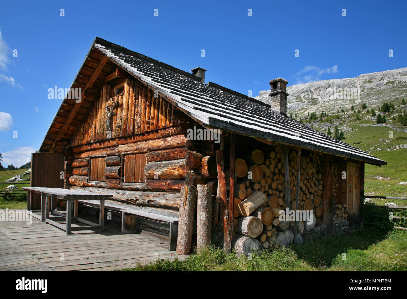 Alpine hut - Dolomites Stock Photo - Alamy