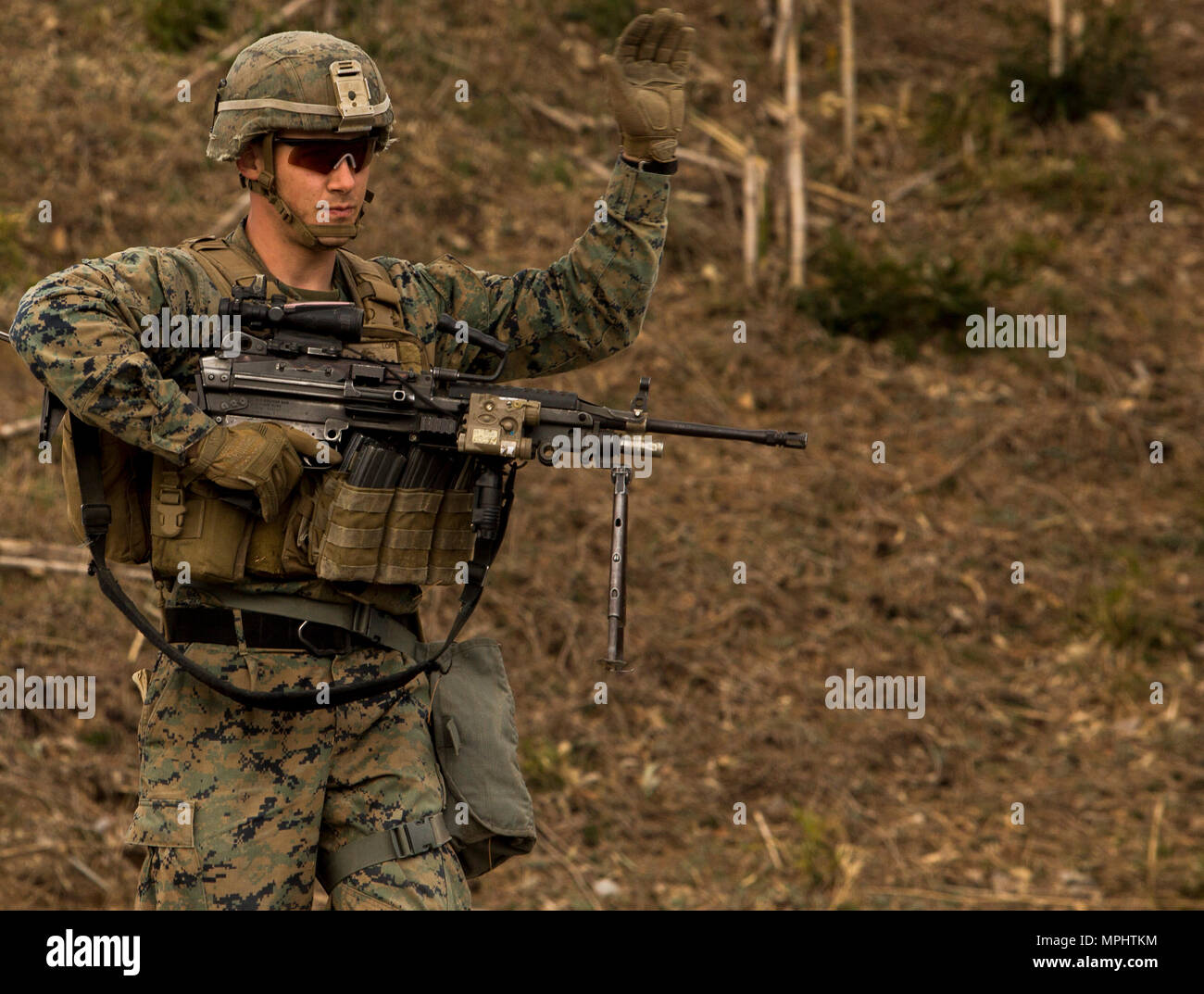 U.S. Marine Private First Class Landon Spada, Rifleman, with 3rd ...